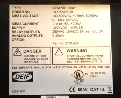 DEIF GEMPAC Basic Part No.275128A | eBay