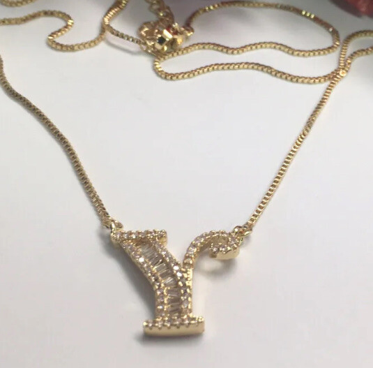 LETTER " Y " GOLD PLATED NECKLACE - 18” | eBay