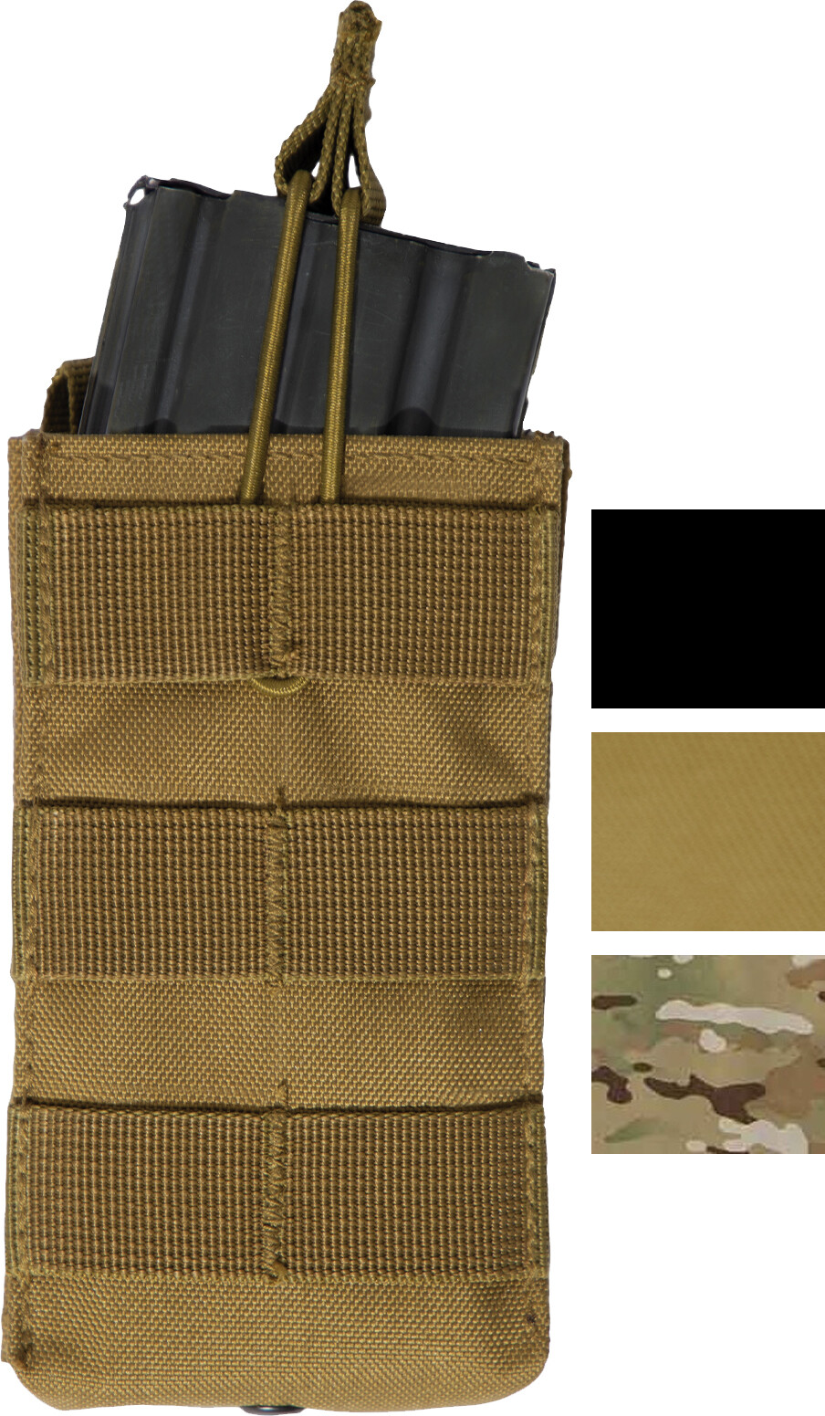 MOLLE Open Top Single Mag Pouch with Clip and Easy-Access Elastic Pull ...