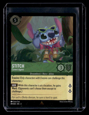 FOIL Disney Lorcana: Inklands - Stitch - Covert Agent - 89/204 - MINT ...