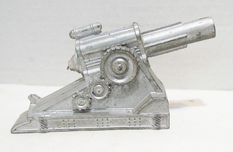 MANOIL BARCLAY VINTAGE METAL SPRING LOADED TOY FIELD GUN CANNON 1940's ...