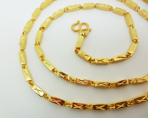 3 mm Chain Necklace 22K 24K Thai Baht Yellow Gold GP 24 inch,24 G ...