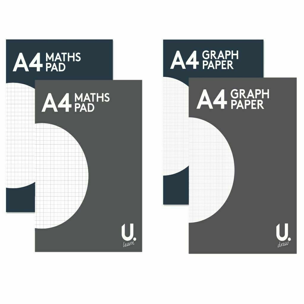 QUALITY A4 MATHS PAD SQUARED Or GRAPH PAPER Notepad 80 Page Grid School ...
