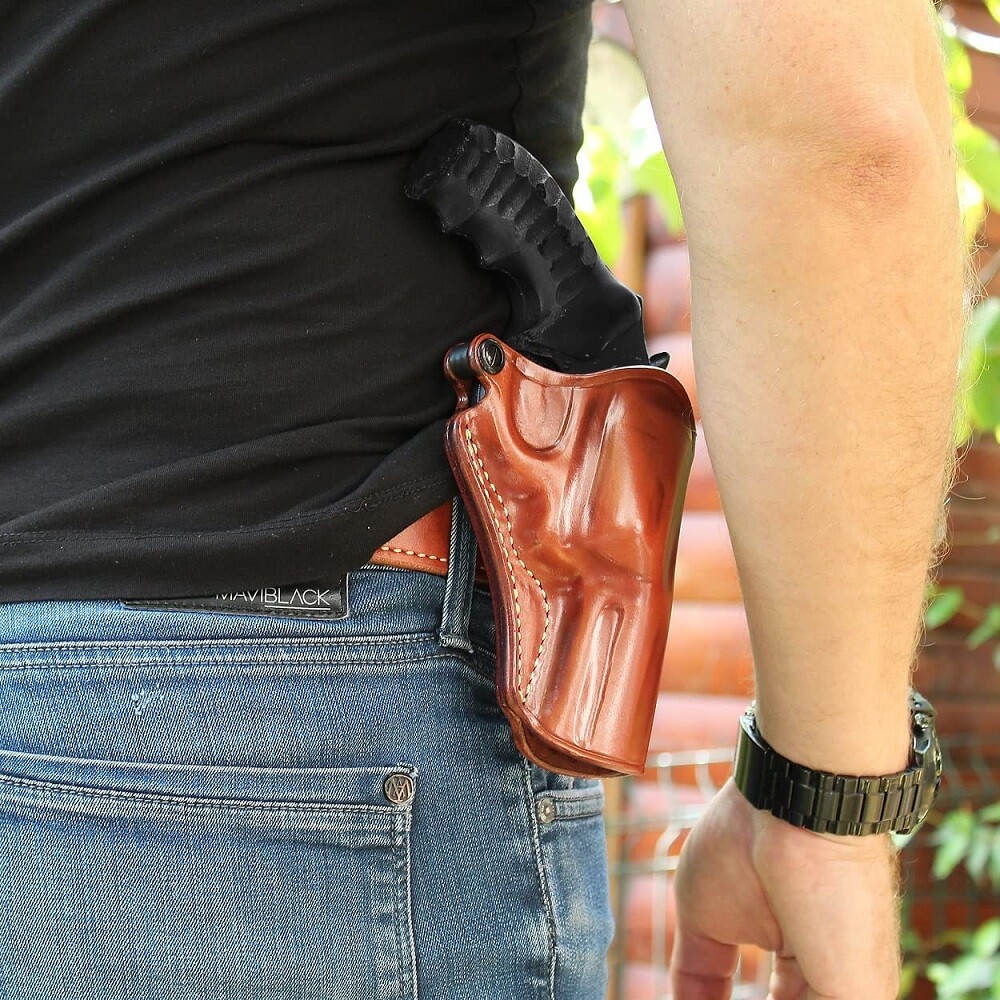 Leather OWB Paddle Holster Fits, Colt Python 357 Mag Revolver 3" Barrel ...