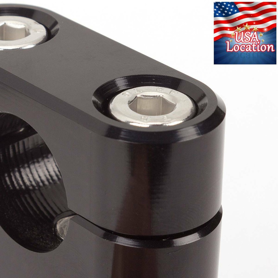 Black CNC Motorcycle HandleBar Fat Bar Mount Clamps Risers Adapters ...