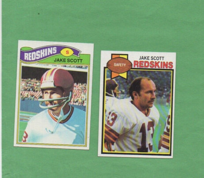 1977 & 1979 Topps Football Set JAKE SCOTT 2 Card Lot #s 192 & 456 NICE ...