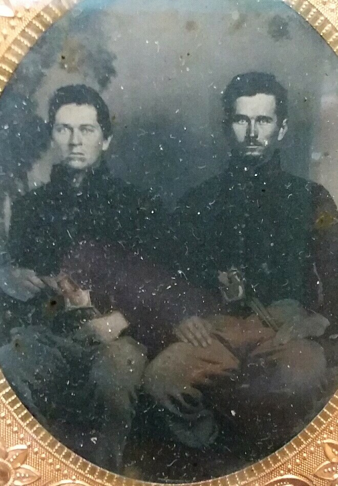 Daguerrotype Photograph Vintage Gunslinger Soldiers Two Men Guns in ...