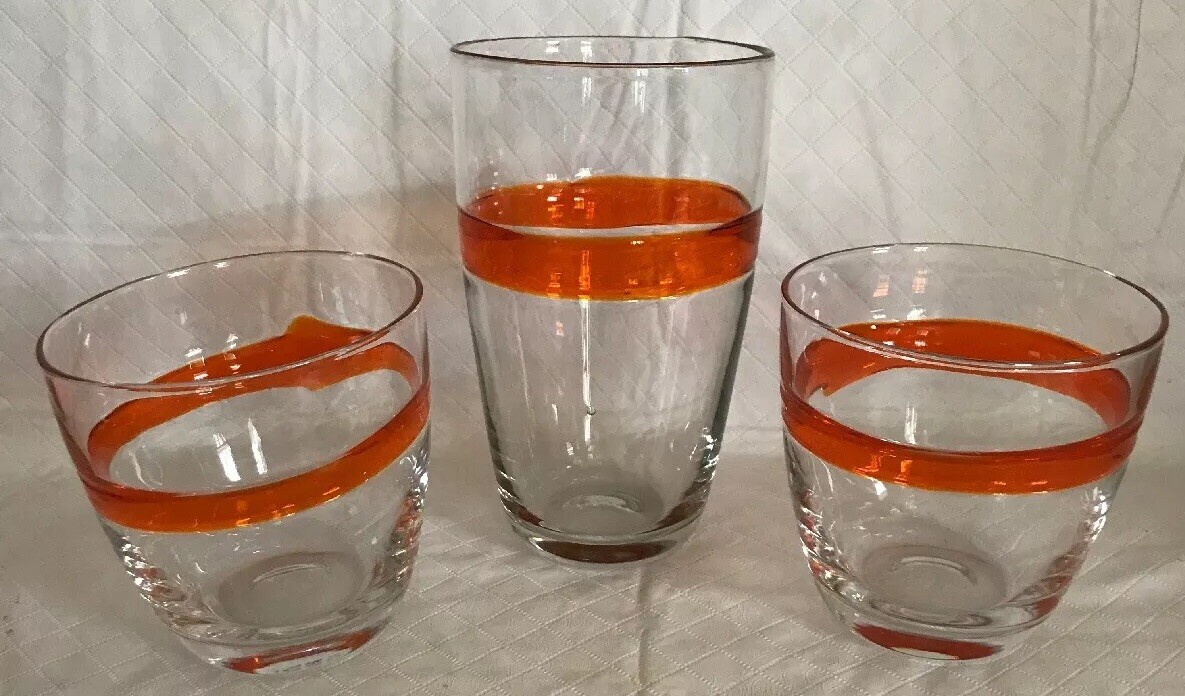 2 Hand Blown Old Fashioned Rocks Glasses 1 Tumbler Water Glass Clear ...