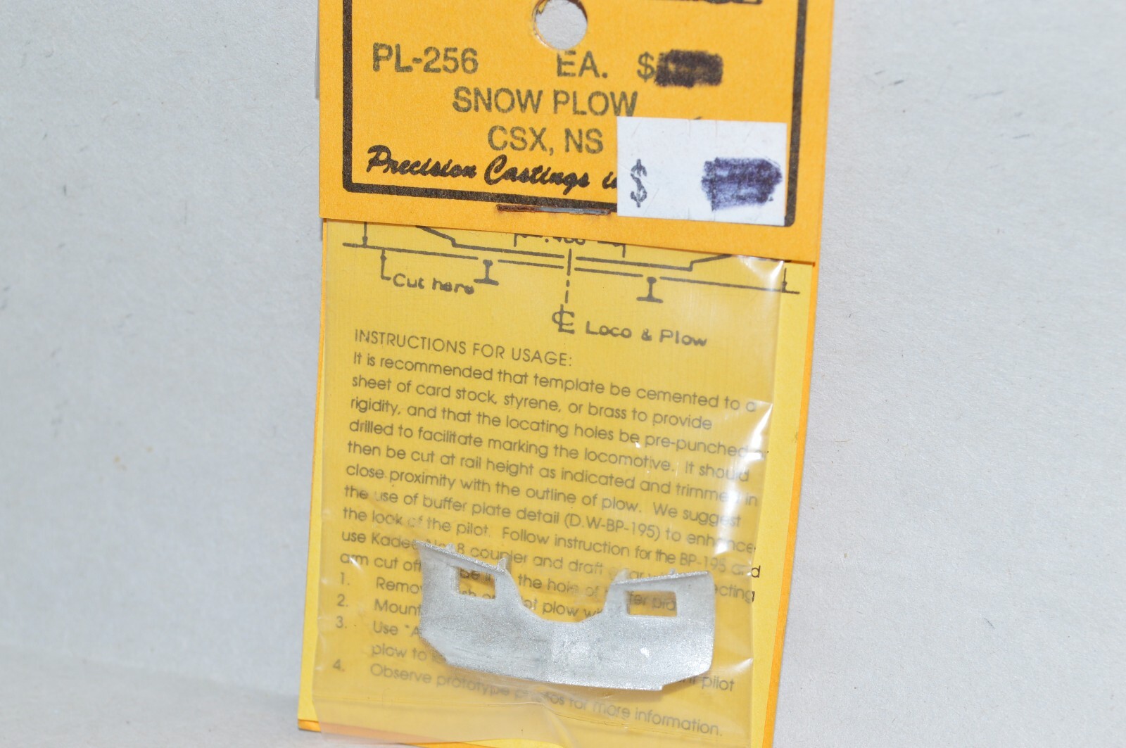 HO scale locomotive PARTS Details West PL-256 snow plow HIGH HEIGHT CSX ...