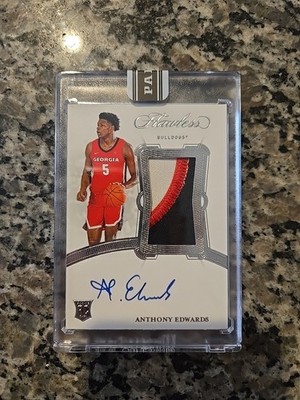 2020-2021 Panini Flawless Anthony Edwards Rookie Auto Patch Black Box 1 ...