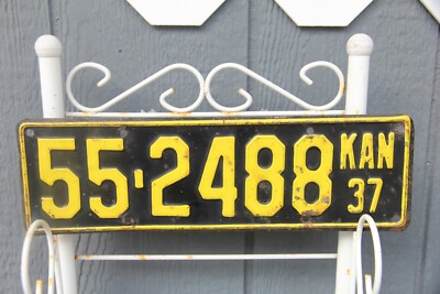 1937 KANSAS License Plate *** '37 KAN *** STOUT ** MITCHELL COUNTY | eBay