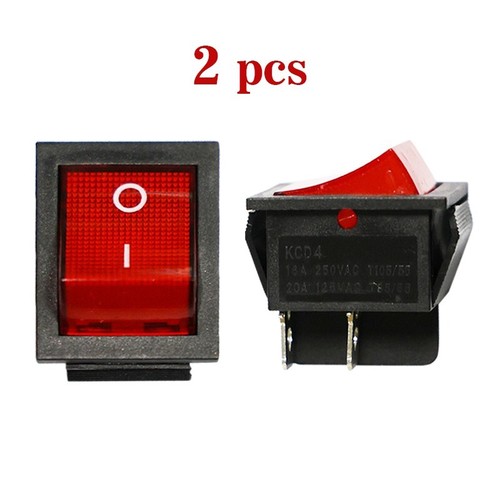 2x Red Light Rocker Switch On Off 250V AC 16 AMP 125V 20A DPST 4 lug ...
