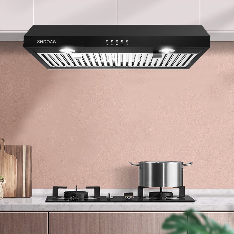 30 inch Kitchen Under Cabinet Range Hood 600CFM Cook Vent Black/Sliver ...