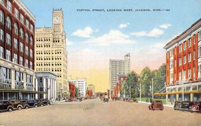 Capitol Street Looking West in Jackson Mississippi Vintage Postcard ...