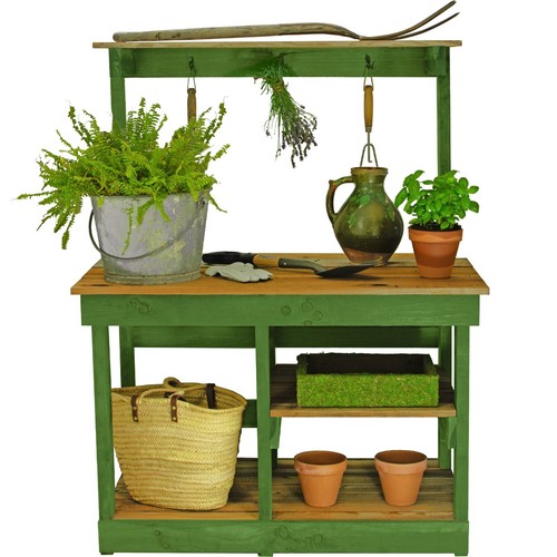 Rustic Gardening Workbench Outdoor Potting Table Buffet Island, Green ...
