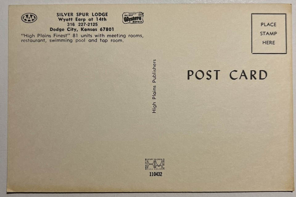 Dodge City KS Silver Spur Lodge Vintage Postcard Best Western Motel ...