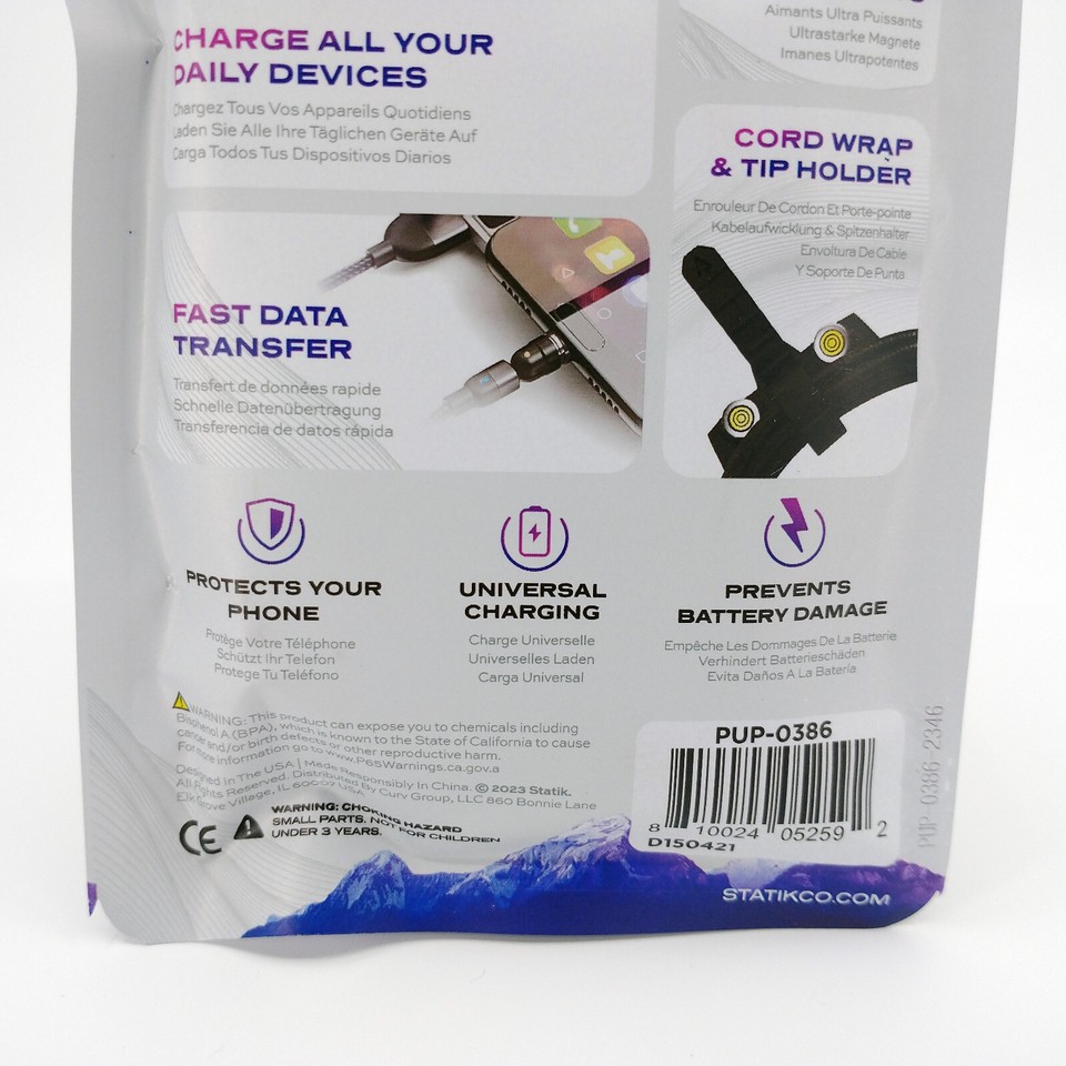 Statik 360 Magnetic Charging Cable 6FT/1.8M - 3 in 1 Smart Rotating ...