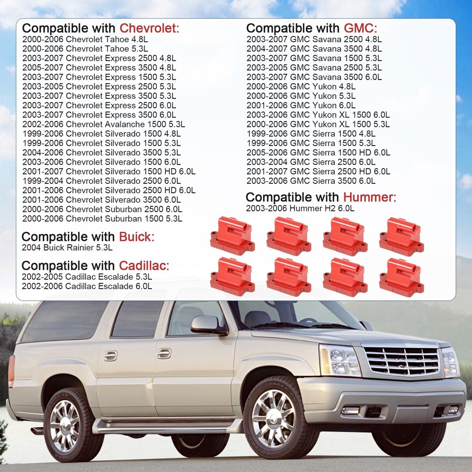 8 SET High Ignition Coils For Chevy GMC 4.8L 5.3L 6.0L UF271 D581 ...