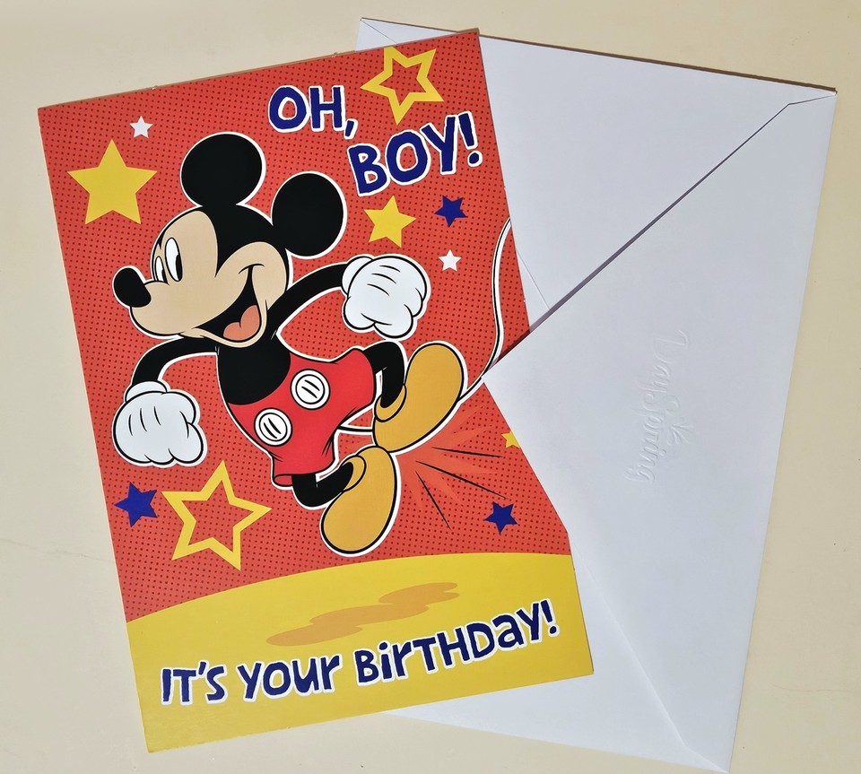 Happy Birthday Boy / Mickey Mouse Greeting Card (incl. Envelope 5×7 ...
