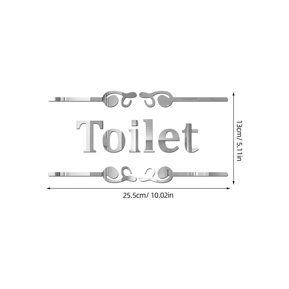 Creative Acrylic Toilet English Sign Mirror Wall Sticker for Home ...