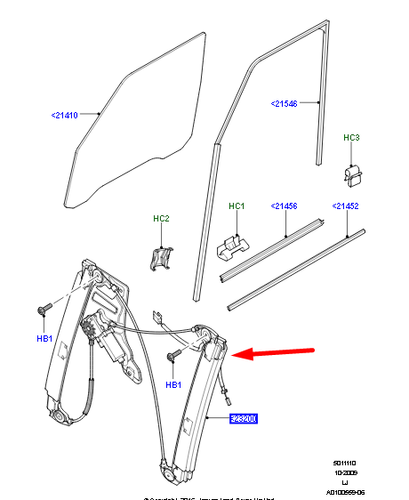 LR RANGE ROVER L322 Front Left Door Window Regulator CUH500230 New ...