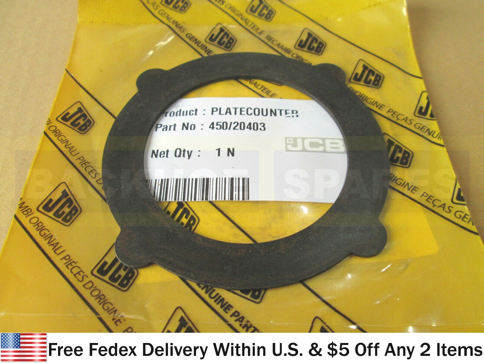 JCB PARTS - GENUINE JCB COUNTER PLATE, SET OF 6 PCS. (PART NO. 450/ ...