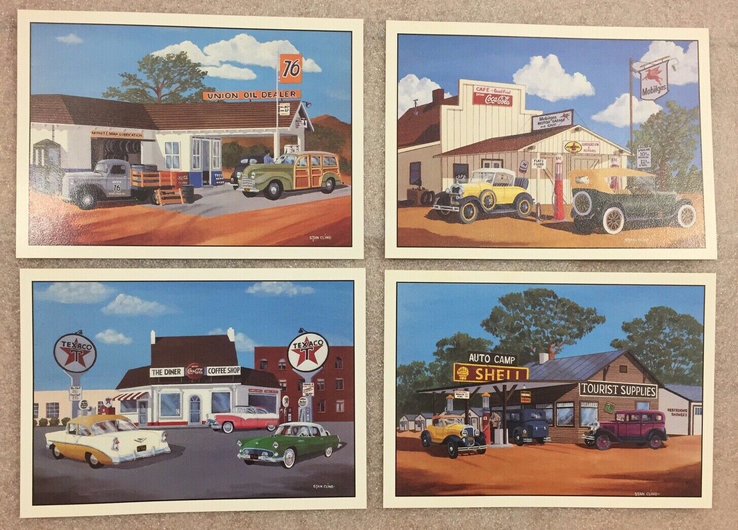 Classic Automobiles 4 lithographs from Original Pantings by Stan Cline ...