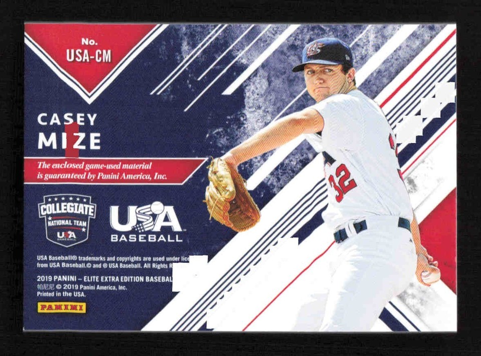 2019 Panini USA Stars & Stripes Casey Mize Jersey Yellow USA #'d /99 | eBay