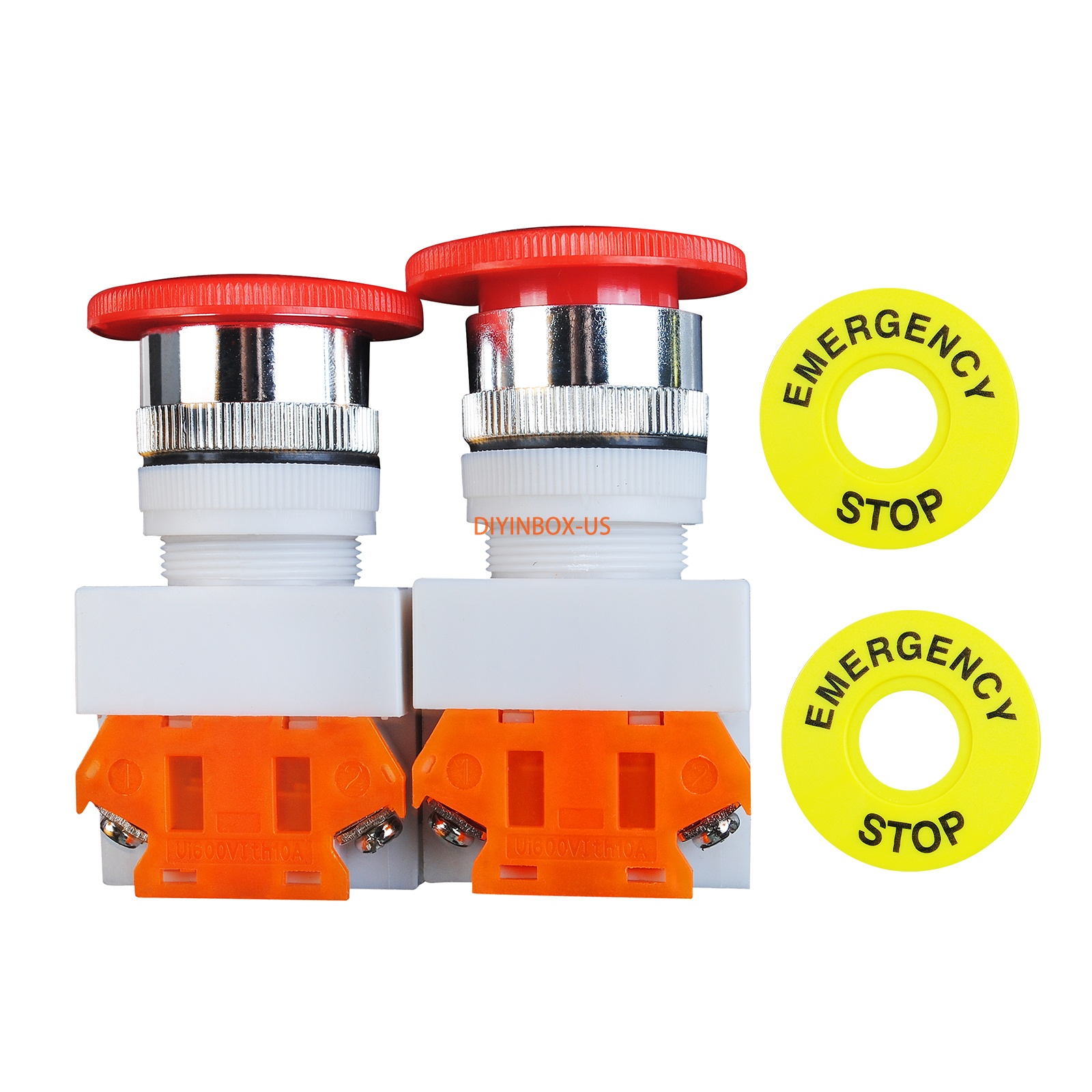 2pcs New Emergency Stop Switch Red 600V 1 NC 10A Contacts E-stop Twist ...