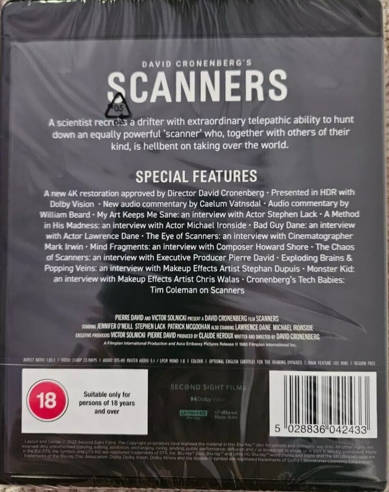 SCANNERS (1981) 4K UHD Blu-Ray (USA Compatible) | eBay