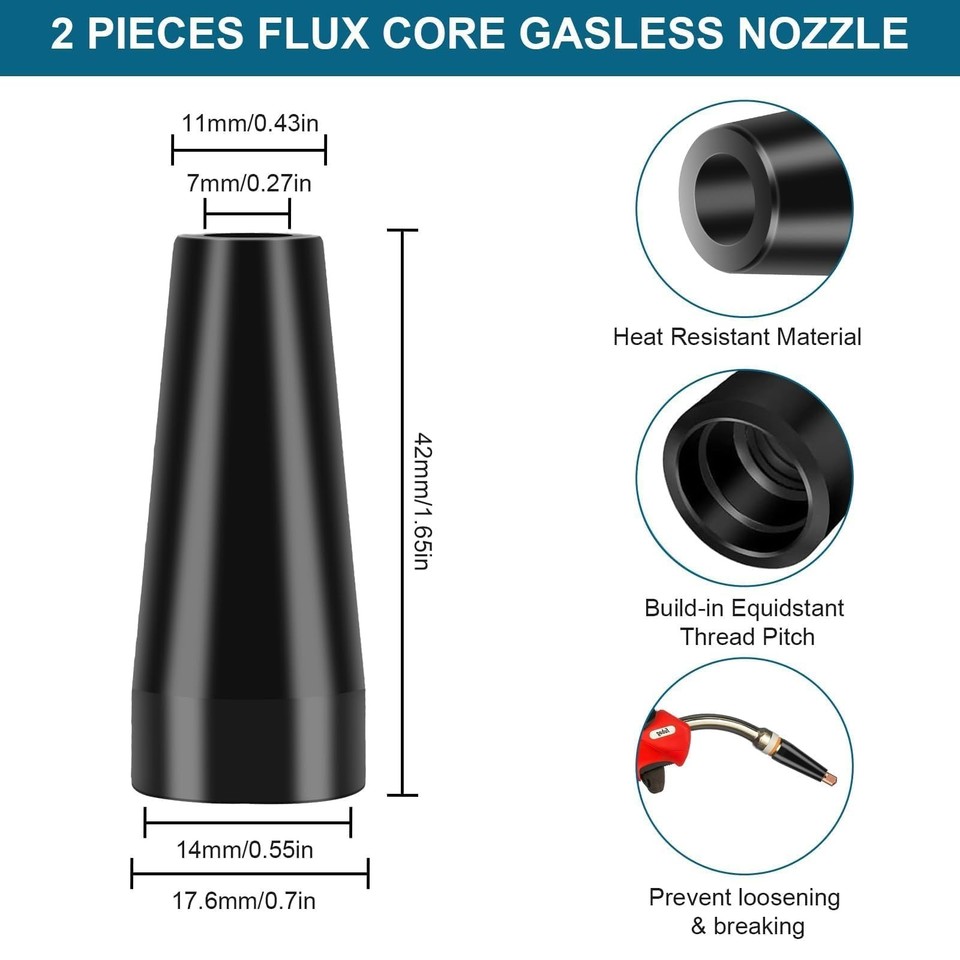 SUNJOYCO 28PCS Flux Core Gasless Nozzle Tips Kit, 0.030" 0.035" Tips ...