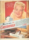 1944 BETTY GRABLE PIN UP MOVIE STAR CHESTERFIELD CIGARETTE TOBACCO AD ...