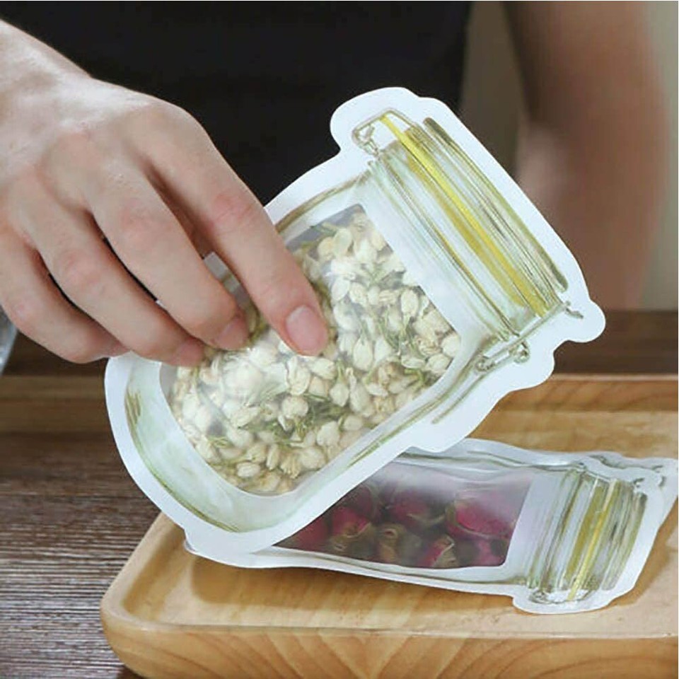 10-100pcs Reusable Mason Jar Bottles Zipper Snack Bags Seal Food Saver ...