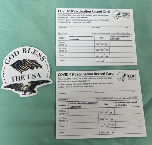 2 Pcs CDC COVID 19 Vaccination Blank Card Collector Use FREE SHIP WITH ...