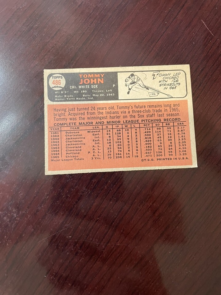 1966 Topps #486 Tommy John 💥⚾️💥⚾️💥⚾️ | eBay