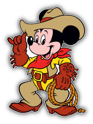 Mickey Mouse Cartoon Cowboy Sticker Bumper Decal - ''SIZES'' | eBay