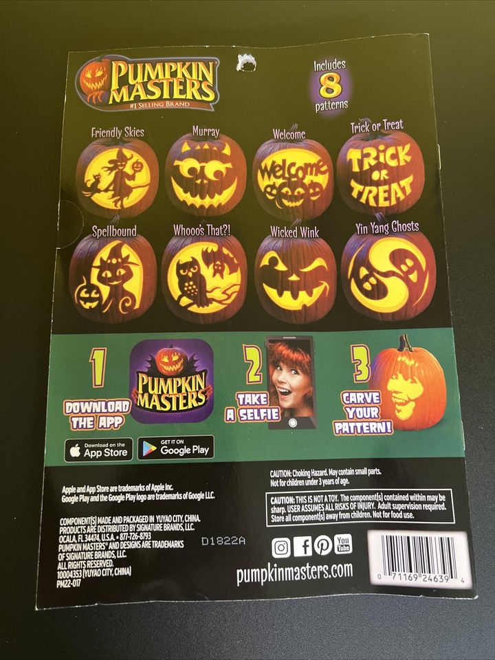 Halloween Pumpkin Masters All in one Pumpkin Carving Kit 8 Patterns 12 ...