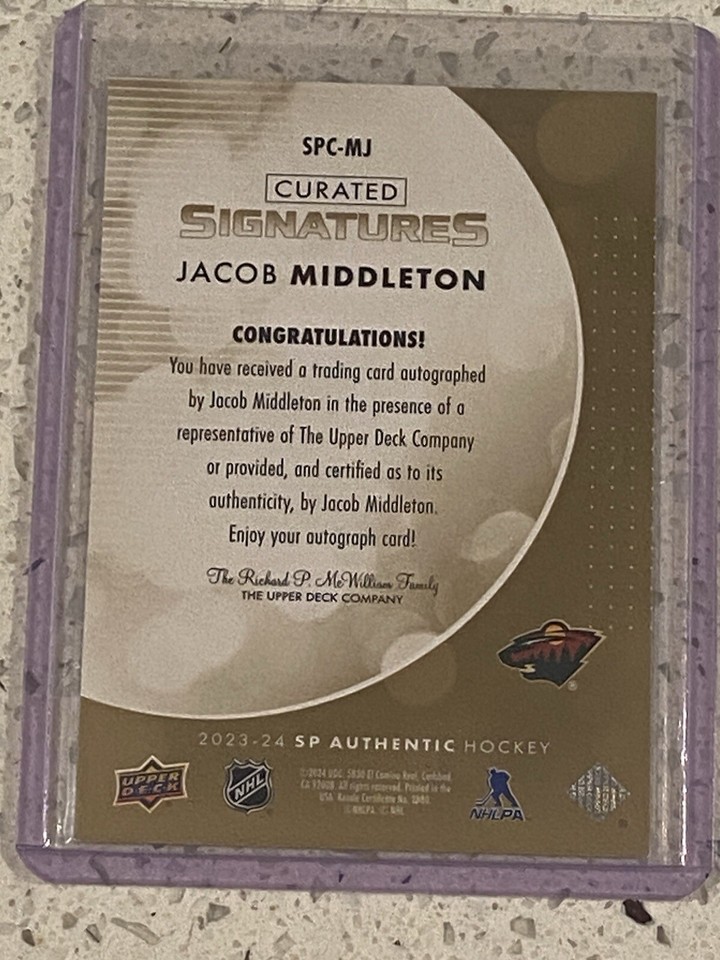 2023-24 SP Authentic JACOB MIDDLETON Curated Signatures AUTO /299 CP | eBay