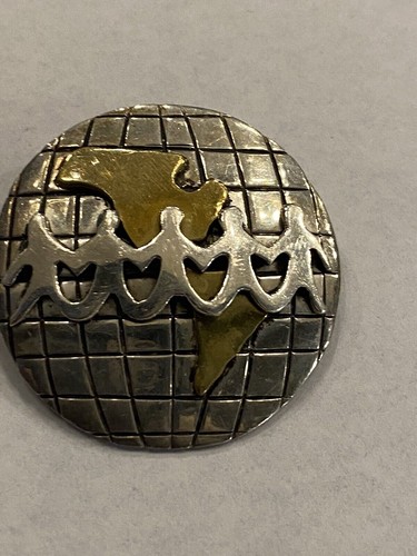 Children of the World Globe Brooch Pin Silver Gold Tone | eBay