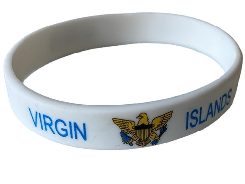 2PC VIRGIN ISLANDS BRACELETS FLAG SILICONE BRACELET VI WRISTBAND MINI ...