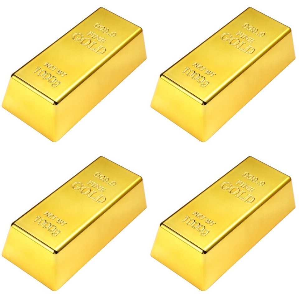 1-10*Gold Bar Door Stopper Brick Fake Golden Bullion Real Look No Slip ...