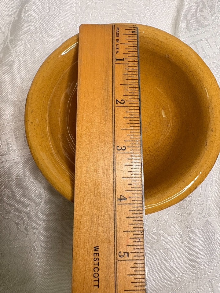 Pair of Antique American 1800s Molded Small Mini Primitive YELLOW WARE ...