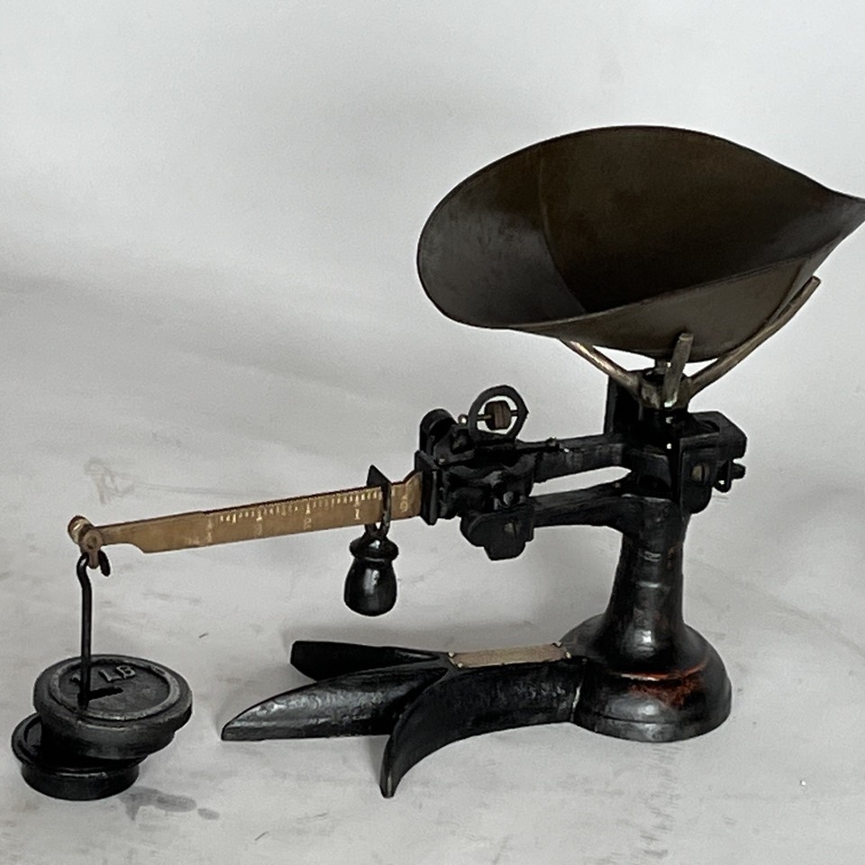Rare - Badger Cast Iron Mercantile Scale w/ Brass Beam & Weights ...