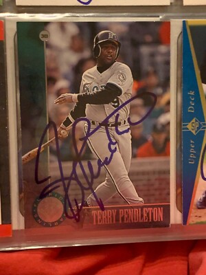 TERRY PENDLETON AUTOGRAPHED SIGNED 1996 LEAF CARD MARLINS COA | eBay