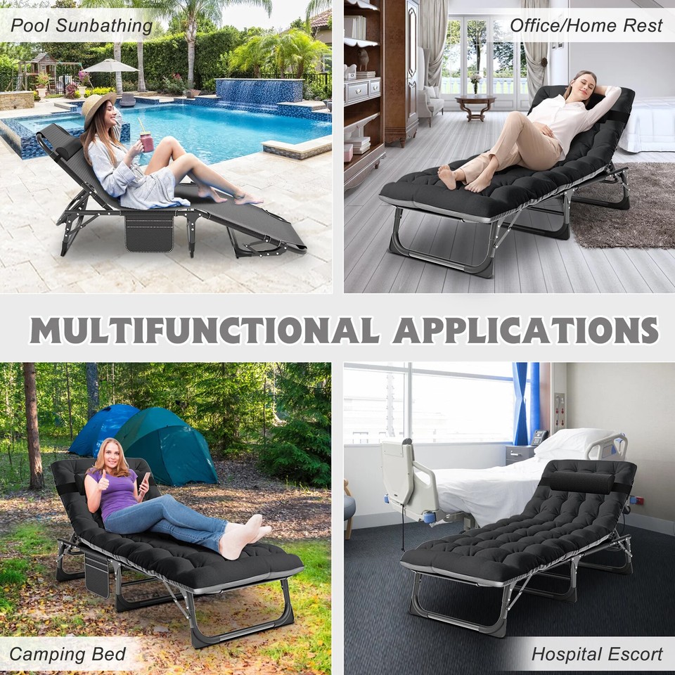 Camping Cot Adults Reclining Folding Chaise Lounge Chair Cots ...