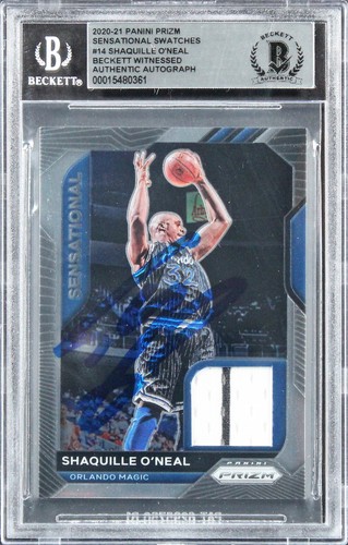 Magic Shaquille O'Neal Signed 2020 Panini Prizm Swatches #14 Card BAS ...