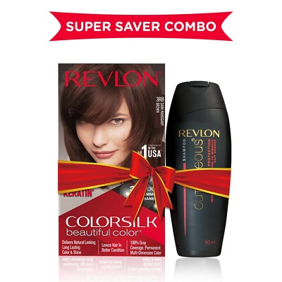 REVLON ColorSilk Hair Color-3RB Dark Mahogany Brown -with Shampoo 90 ml ...