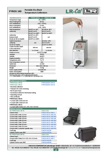 LR-Cal PYROS 140-2L Compact Dry Block Temperature Calibrator -24°C to ...