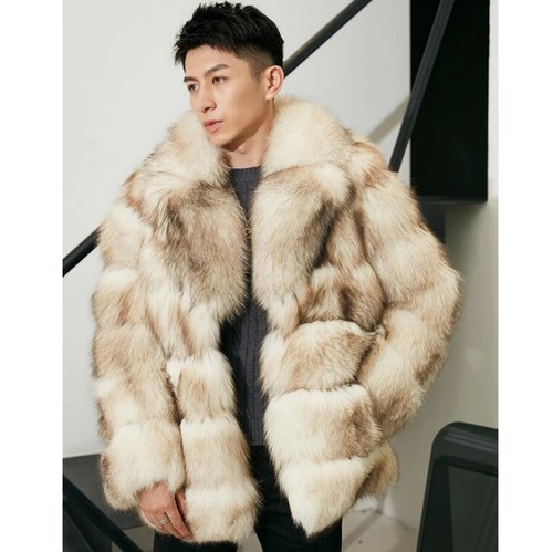 Men Real Fox Fur Coat Whole Skin Jackets Warm Winter Thick Overcoat ...