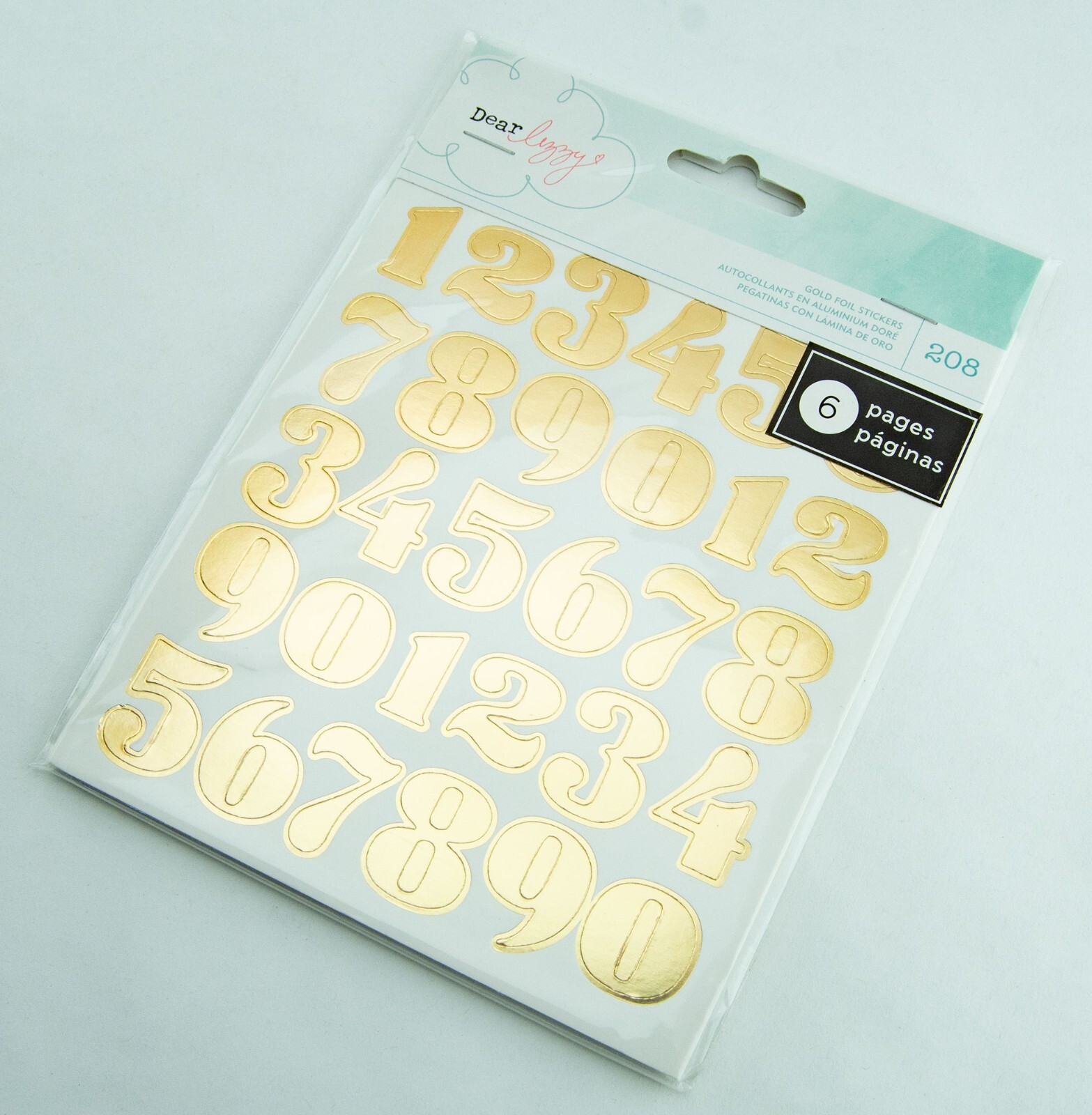 4pk Lot American Crafts Dear Lizzy Gold Foil Stickers Numbers Hearts ...